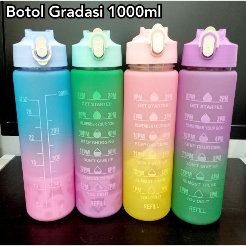 Jual Botol Gradasi 1 liter / Botol motivasi twotone viral | Shopee ...