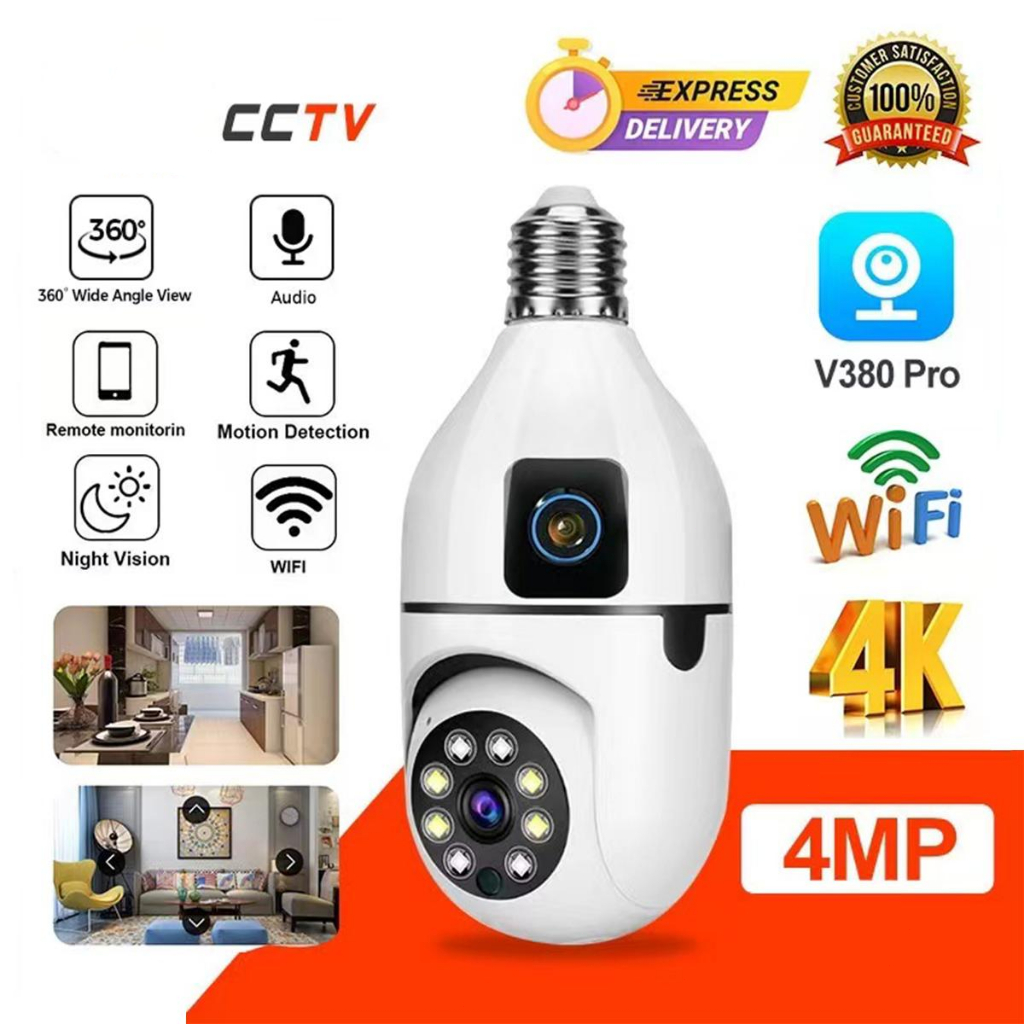 Jual V380 Pro 4MP WiFi CCTV Wireless Mini Camera 360 Degree 4K Security ...