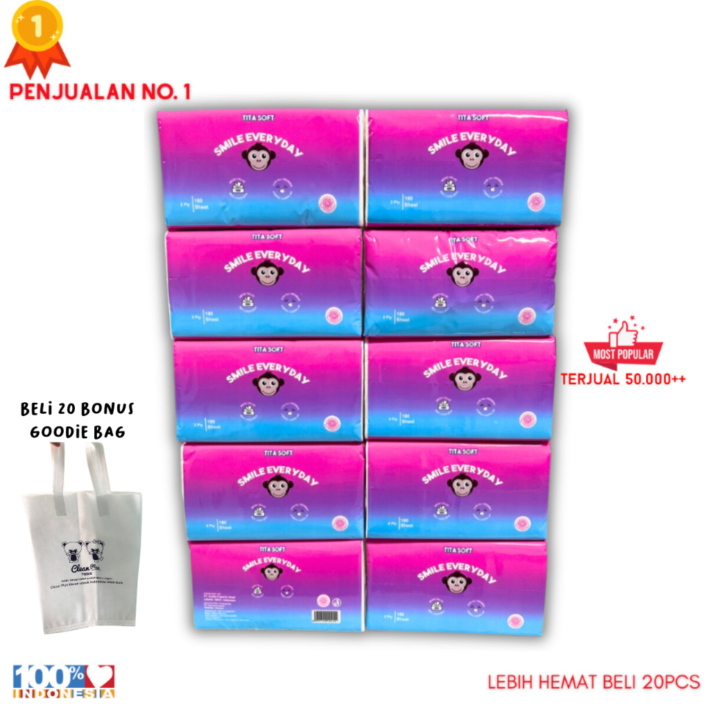 Jual Tissue 10 Pack Tisu Murah Tita Soft Facial Tissu 180 Sheets ...