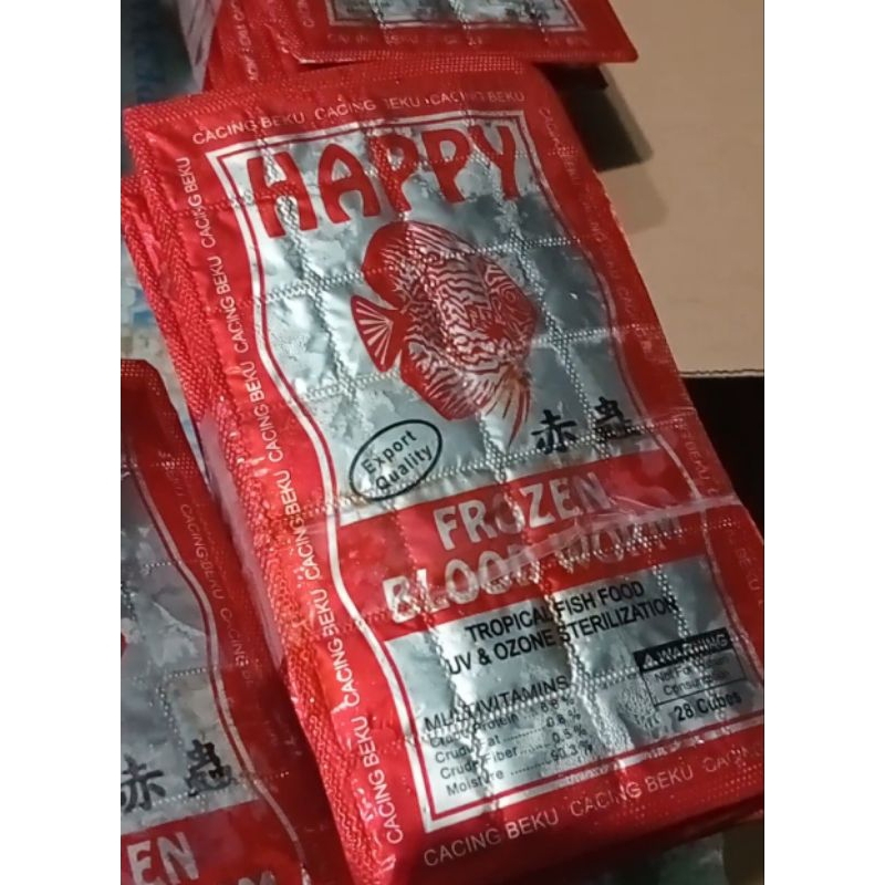 Jual Cacing beku happy 100gr Cabek Pakan ikan Cupang Guppy Frozen ...