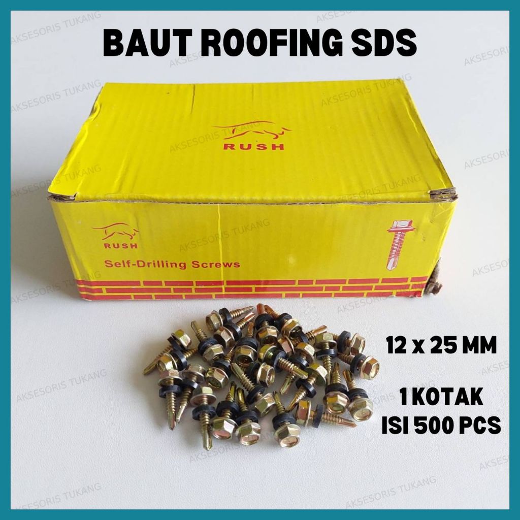 Jual [500 PCS] Baut Roofing 12x25 2.5cm Per Kotak Skrup Baut Baja ...