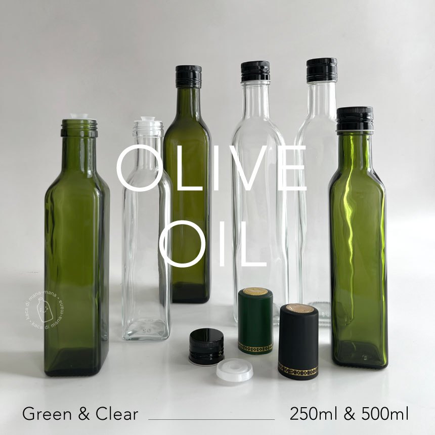 Jual Botol kaca olive oil - Botol minyak - pourer SCREW cap - clear ...