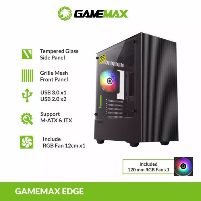 Jual Casing Gaming Gamemax Edge 6650 Mini Tower M-Atx Free 1 Fan Rgb ...