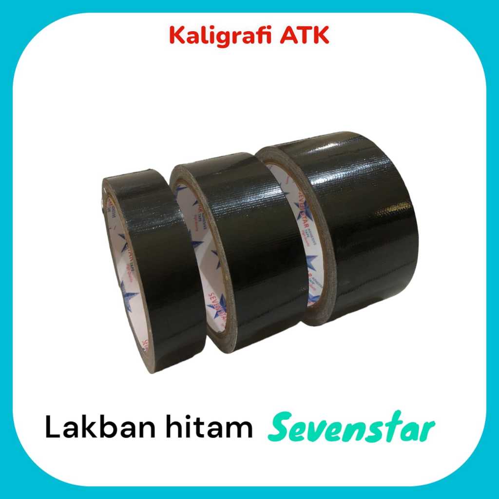 Jual Lakban isolasi hitam kain Sevenstar ukuran 23 mm 35 mm 46 mm 12 ...