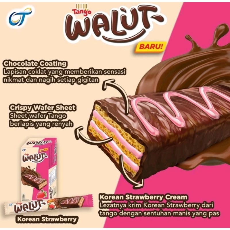 Jual Wafer Tango Walut Korean Strawberry (1box isi 12pcs) | Shopee ...