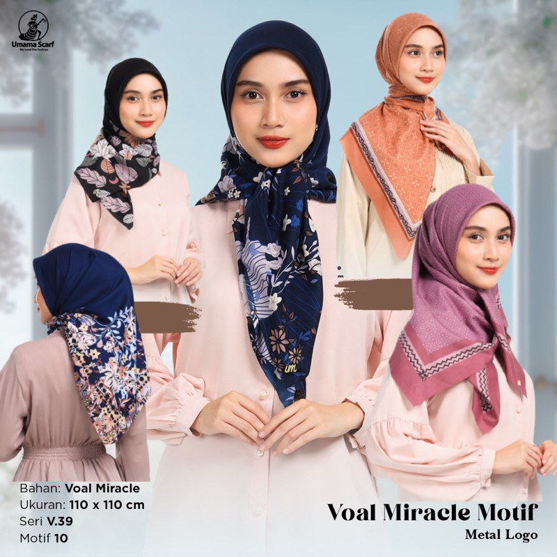 Jual Hijab Segi Empat Umama Scarf Motif Icon Kerudung Voal Miracle Metal Logo Laser Cut | Shopee ...
