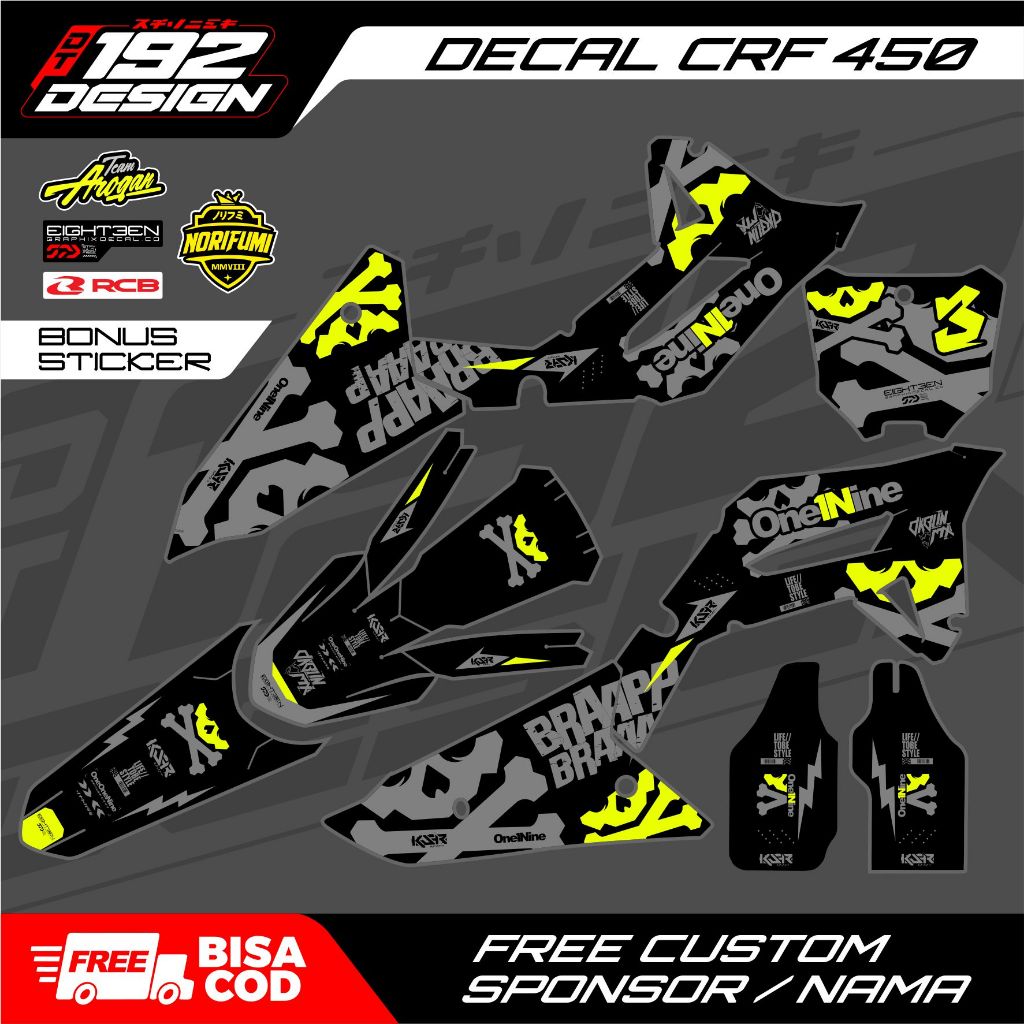 Jual Decal Crf 450 Hitam Full Body Keren Design Terbaru - Decal Crf ...