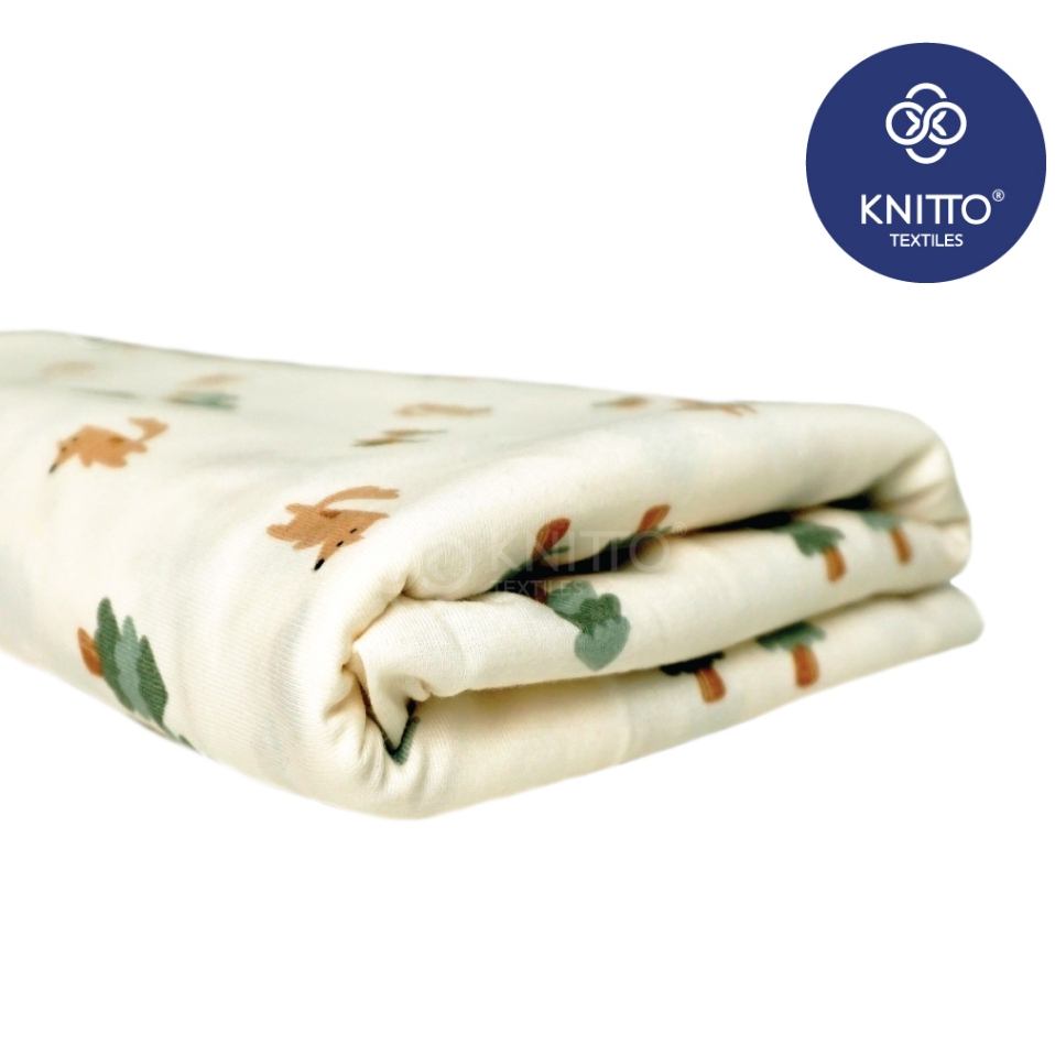 Jual KAIN COTTON COMBED 28S PRINT FOREST FOX PALE CREAM ( BAHAN KAOS ...