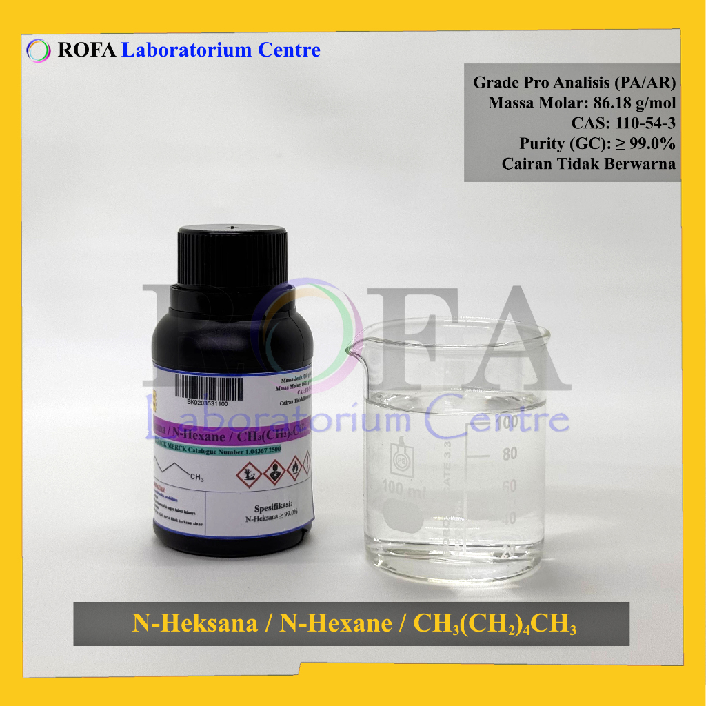 Jual N-Heksana / N-Hexane / CH3(CH2)4CH3 Pro Analisis 2500 mL | Shopee ...