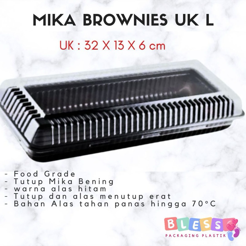 Jual [Isi50] Mika Brownies L Large Besar LUX Alas+Tutup / Tray Mika Brownies Besar / Tray Sushi ...