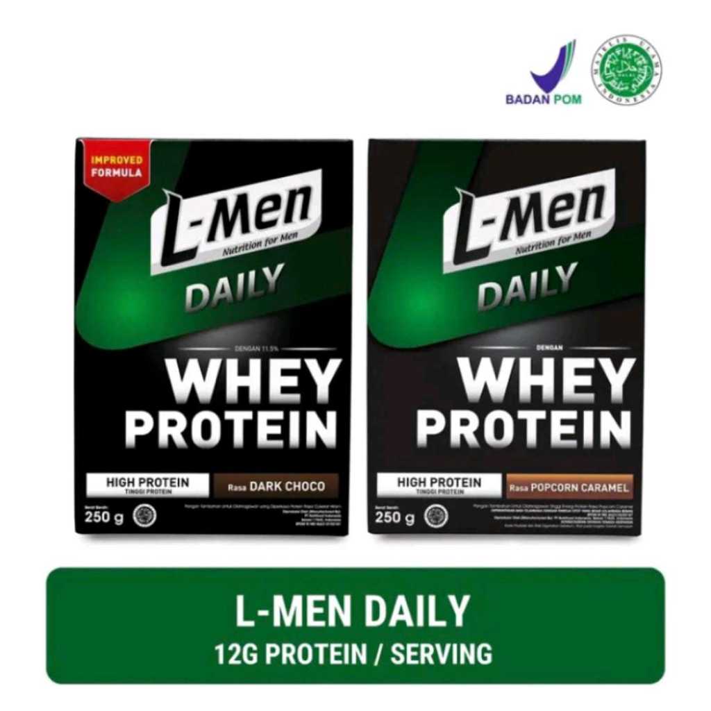 Jual L-Men Daily Whey Protein Dark Chocolate & Popcorn Caramel 250gr ...