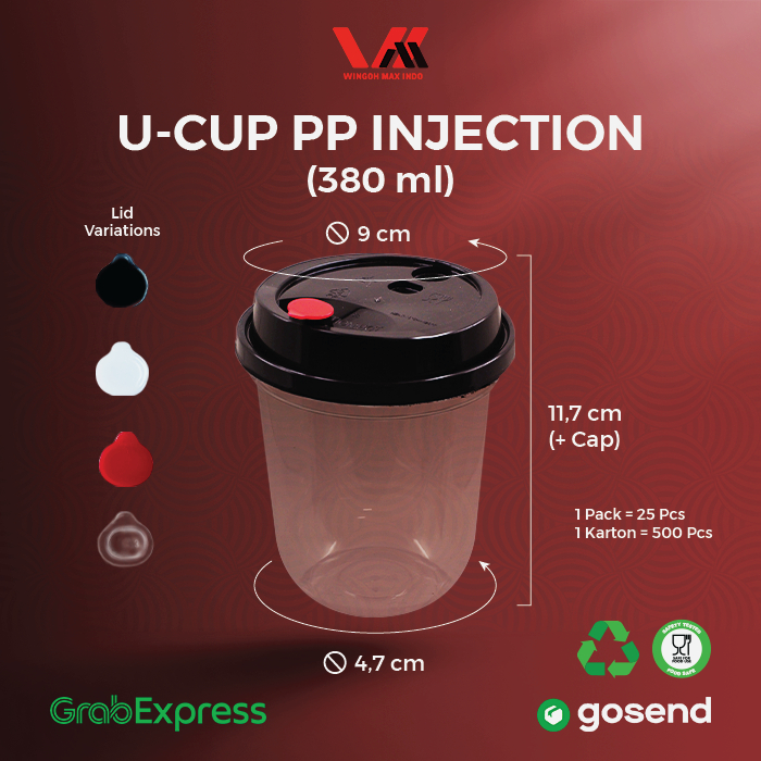 Jual [500 PCS] CUP INJECTION 380ML - CUP PLASTIK OVAL - 12OZ - CUP ...