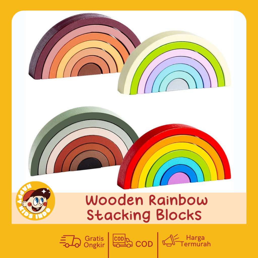 Jual PUZZLE KAYU WOODEN RAINBOW STACKING BLOCKS / PUZZLE SUSUN PELANGI ...
