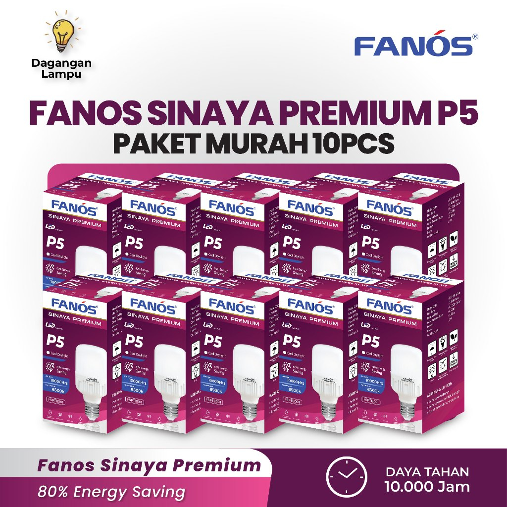 Jual Lampu Led Fanos Sinaya Premium P5!!!Paket Murah 10pcs Lampu Led Bohlam Cahaya Putih (CDL ...