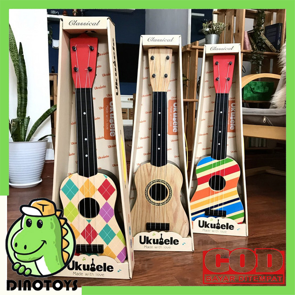 Jual DINOTOYS MA20 Paket Alat Musik Anak Ukulele 4 Senar Plastik Tebal ...