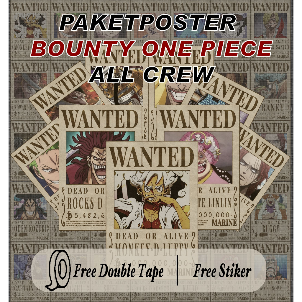 Jual Poster Bounty One Piece CREW SHIROHIGE | Shopee Indonesia