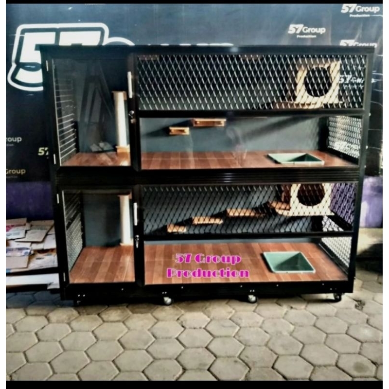 Jual Kandang rumah kucing tingkat 2 model besar full mainan murah ...