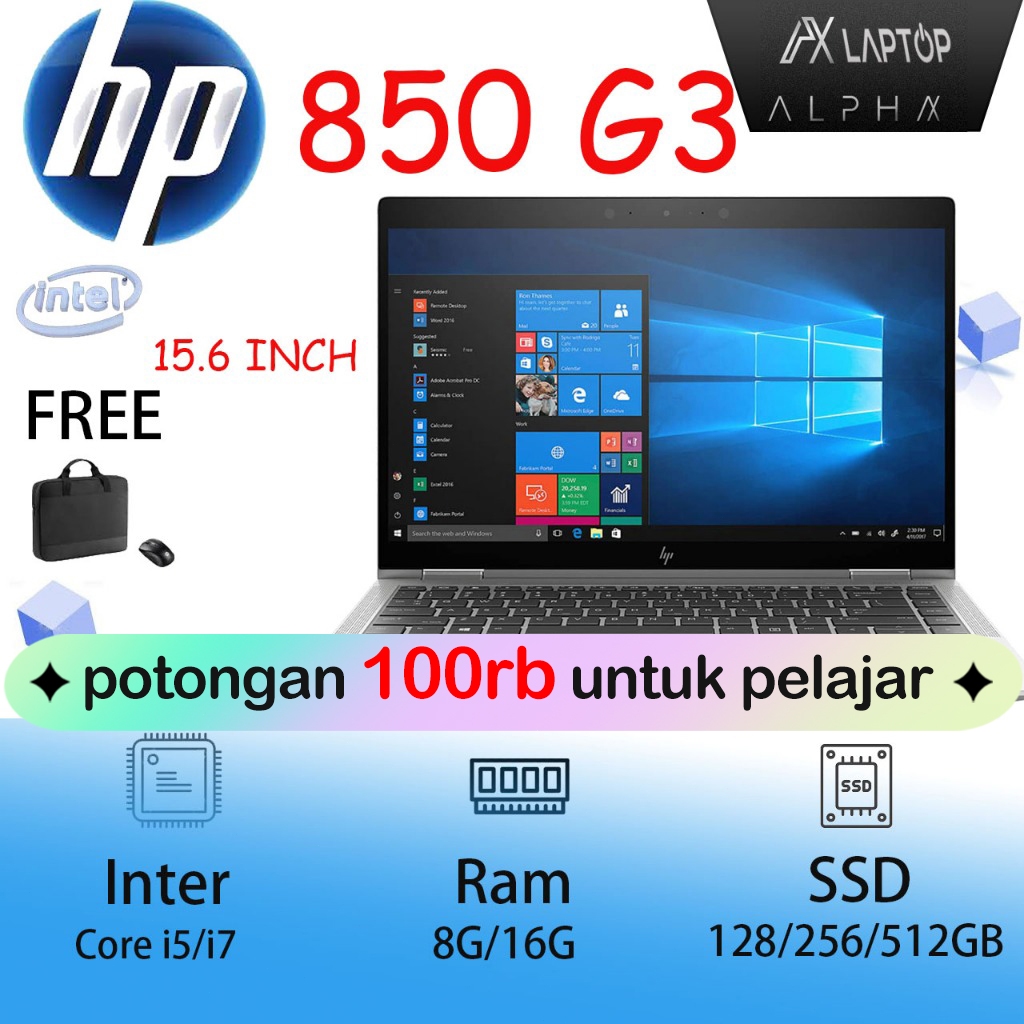 Jual Laptop HP ProBook 850 G3/G4 Intel Core i5/I7 Gen6 8GB RAM 256GB ...
