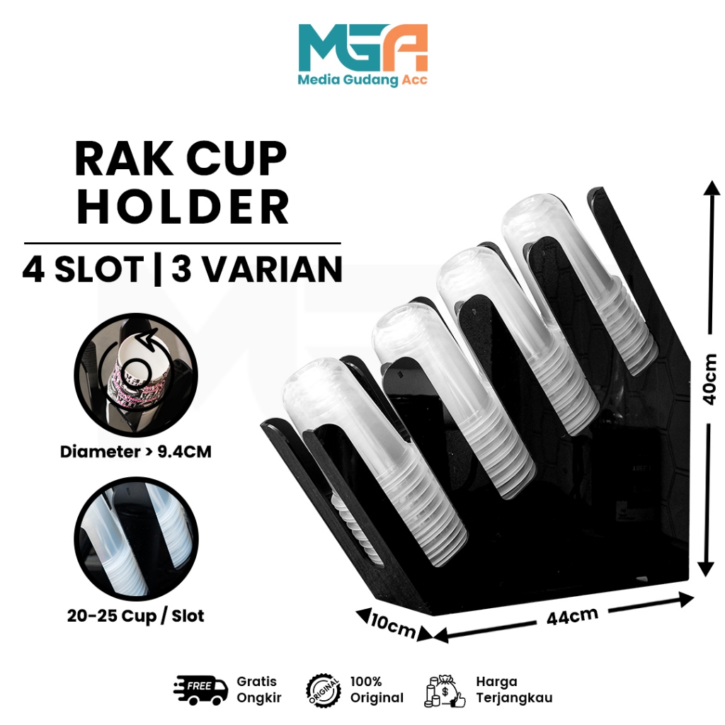 Jual RAK PAPER CUP 4 SLOT 2MM 3MM COFFEE ORGANIZER SINGLE BAR AKRILIK ...