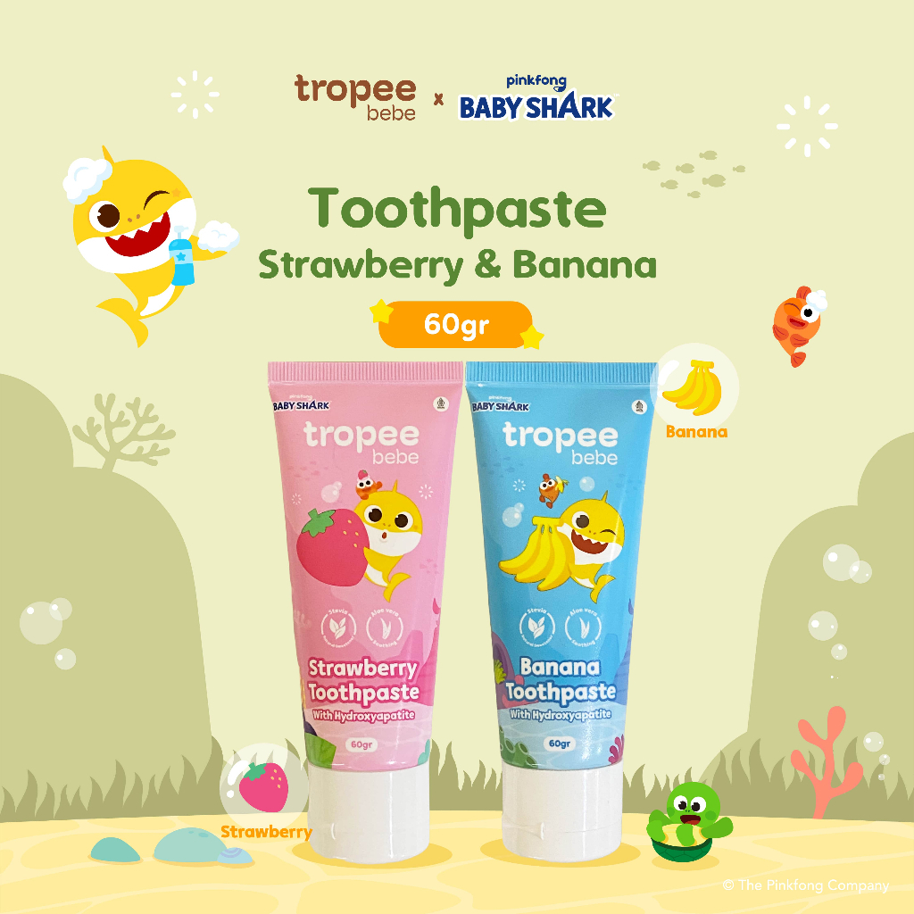 Jual TROPEE BEBE x PINKFONG TOOTHPASTE STRAWBERRY & BANANA 60gr / PASTA ...
