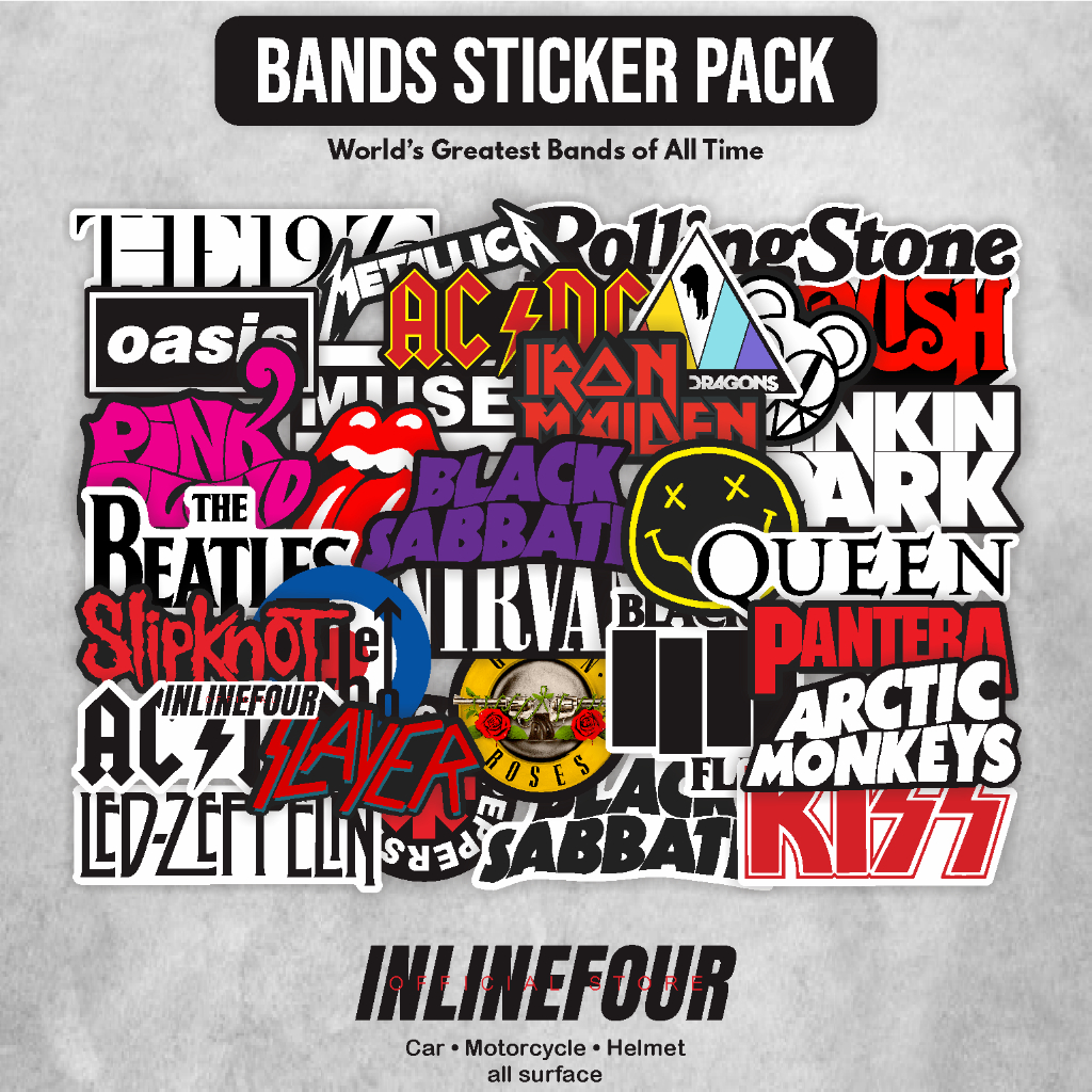 Jual Sticker Pack Aesthetic Band Stiker Rock Metal Bands Print Cut ...