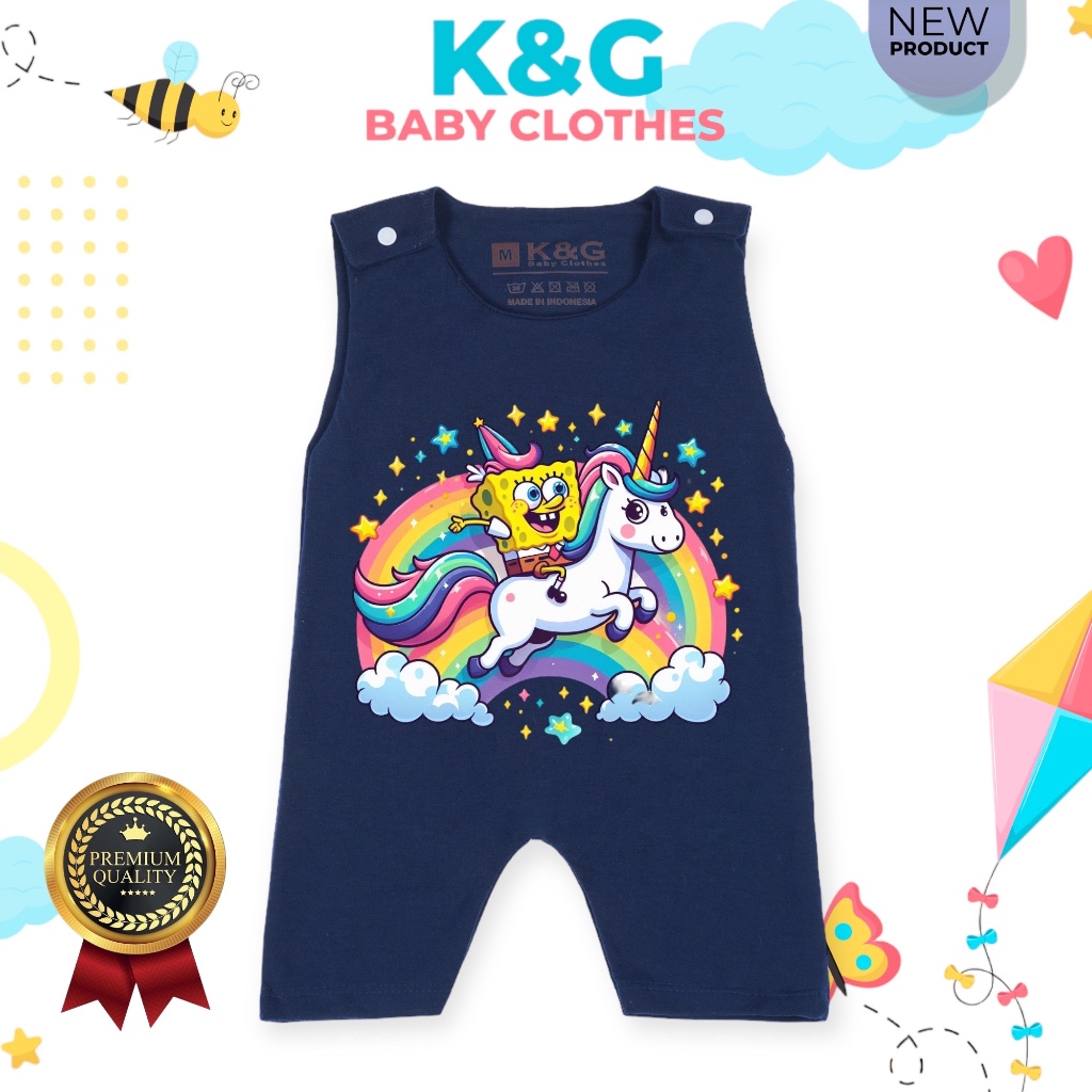 Jual K&G JUMPER BAYI MODEL SINGLET SPONGEBOB PONY 0-1 TAHUN 07 | Shopee ...