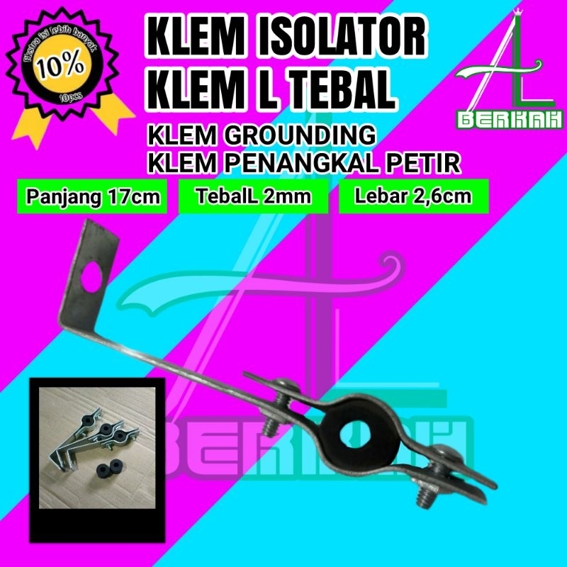 Jual Klem L BC Isolator Isi 10pcs Klem Kabel Penangkal Anti Petir ...