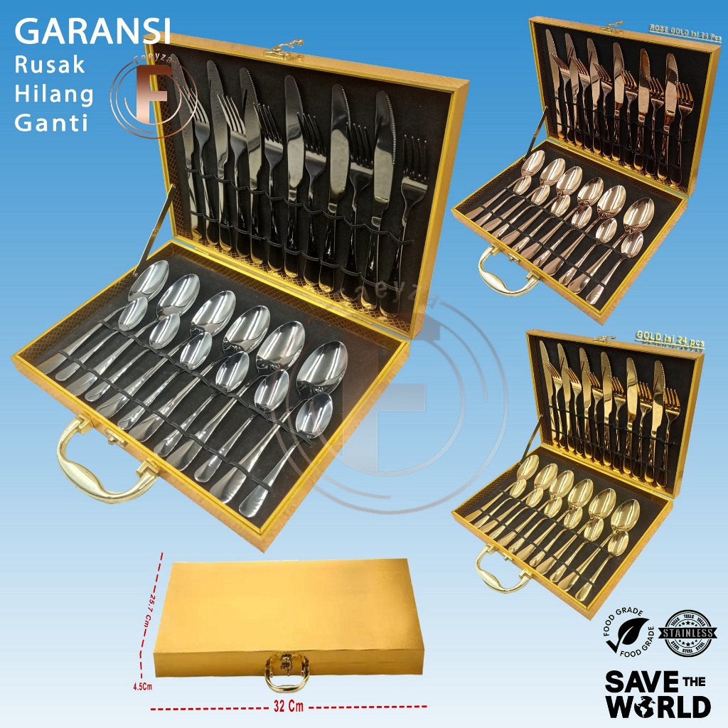 Jual cutlery set stainless steel 24 pcs Sendok Makan set Standart ...