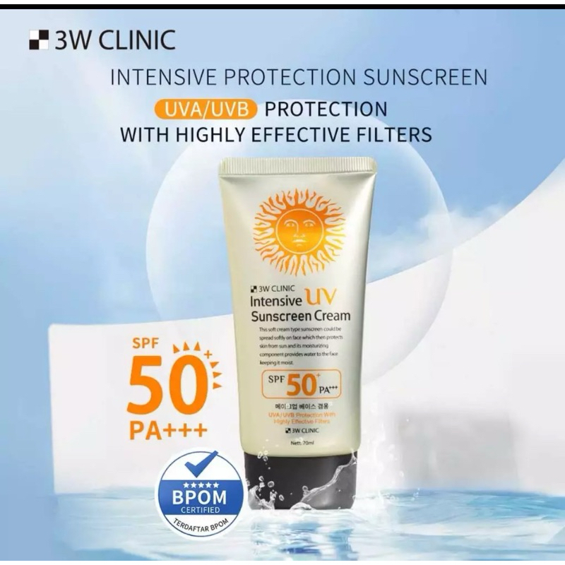 Jual 3W CLINIC INTENSIVE UV SUNSCREEN CREAM SPF50 PA+++ 70 ml | Shopee ...