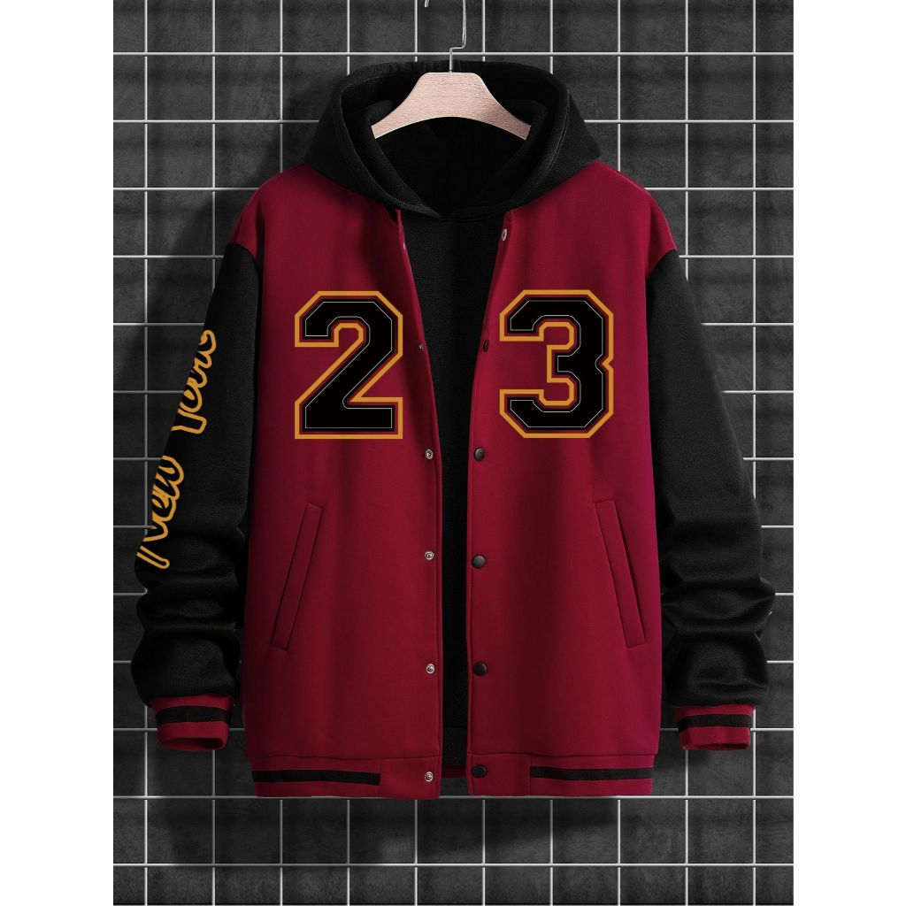Jual Jaket Baseball Big Size ( S - 6XL )MAROON HITAM Korean Street ...