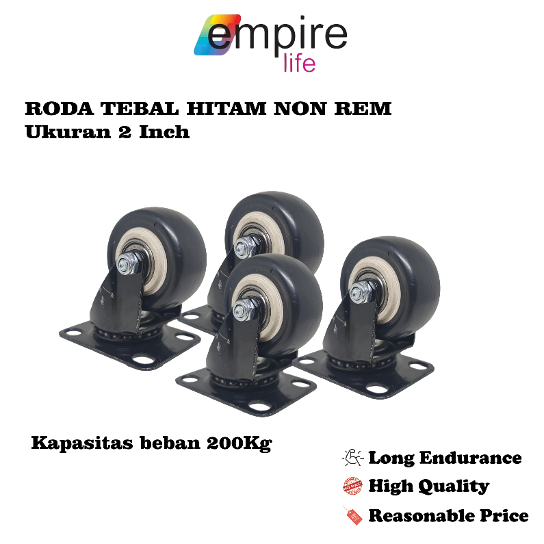 Jual Roda Caster Hitam tebal Hidup Non Rem 2 Inch | Shopee Indonesia