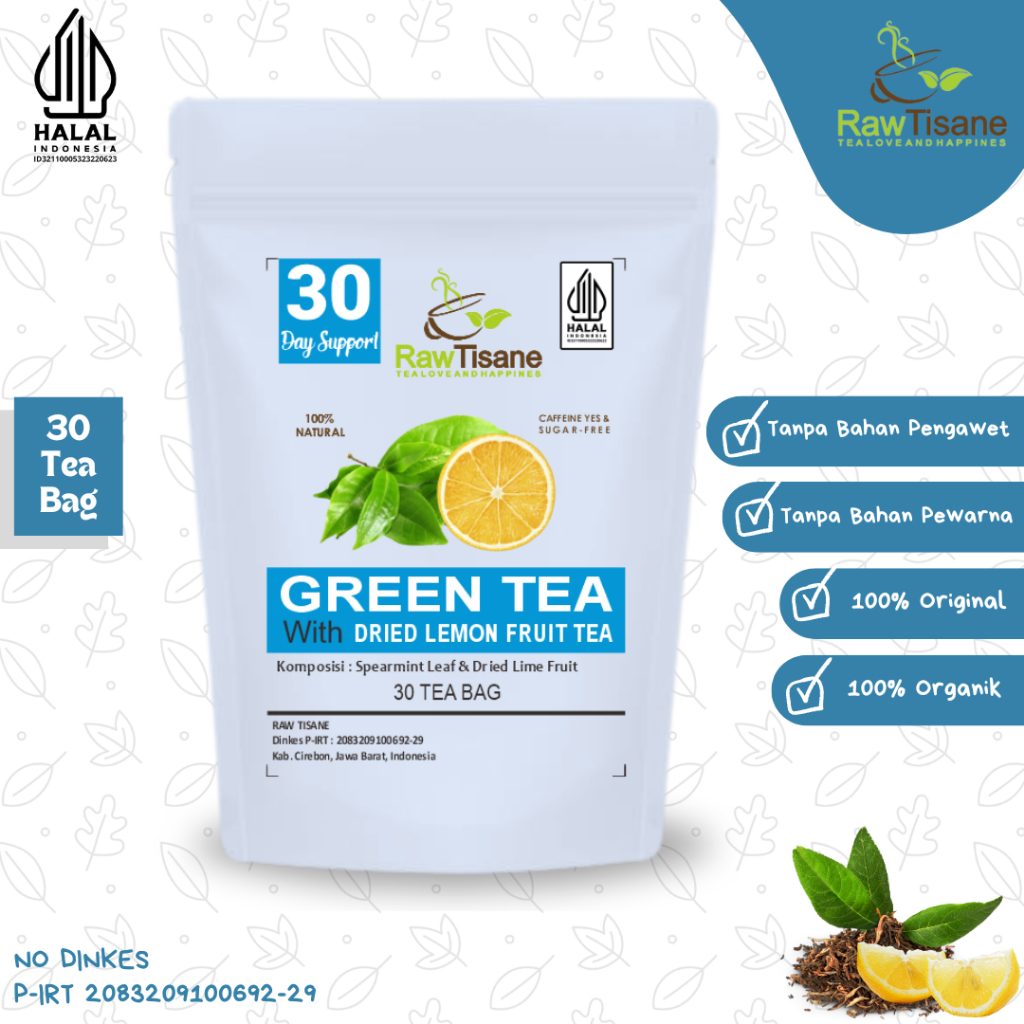 Jual RAW TISANE Green Tea With Dried Lemon Fruit Tea : Teh Hijau & Buah ...
