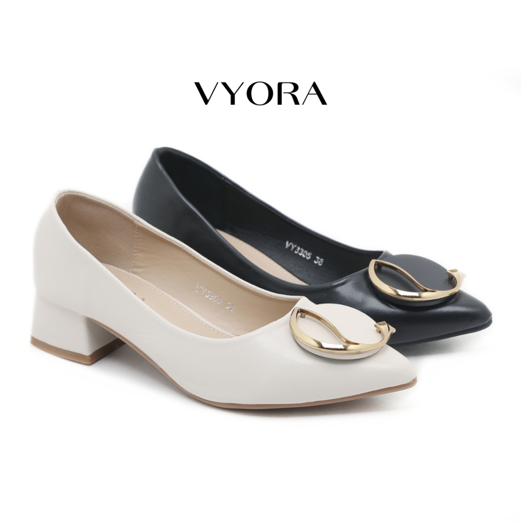 Jual Vyora - VY3305 Sepatu Heels Wanita Kerja Hak Chunky 3.5cm Import ...