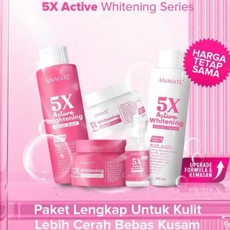 Jual Animate Whitening Series Skincare Serum/ Toner/ Facial Wash/ Cream ...