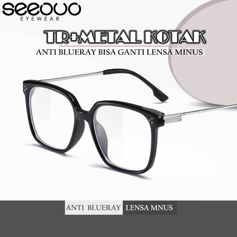 Jual Seeouo Kacamata Antiradiasi Blueray Model Kotak Frame Stylish TR90+Metal Unisex Bisa Minus ...