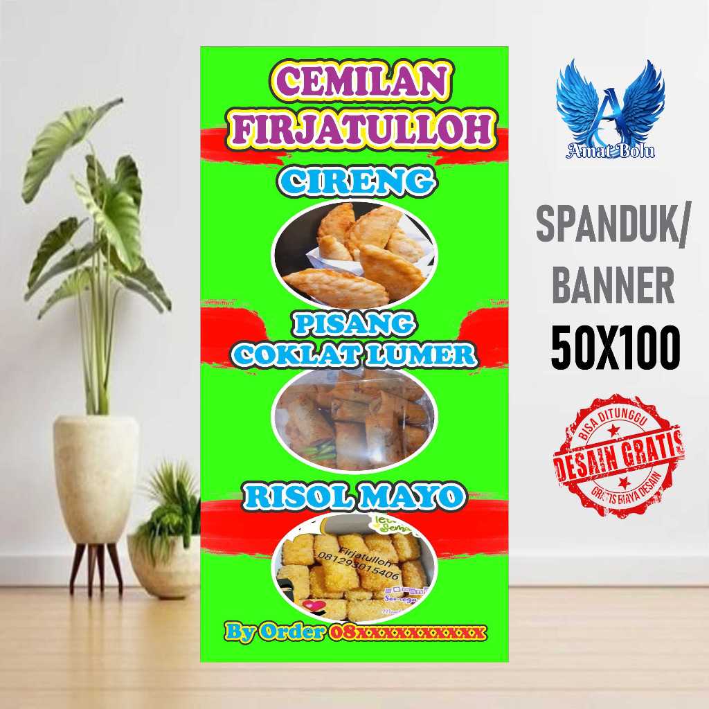 Jual Cetak Banner Cetak Spanduk Aneka Cemilan Ukuran 50X100 CM BISA ...