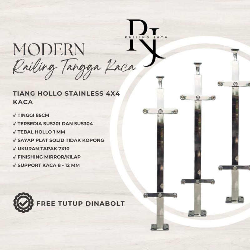 Jual TIANG RAILING TANGGA KACA HOLLO 4X4 STAINLESS SUS201 | Shopee ...