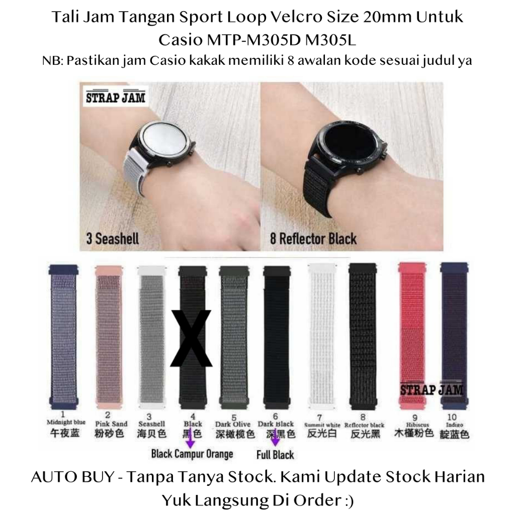 Jual Sport Loop 20mm Strap Casio MTP-M305D M305L - Tali Jam Tangan ...