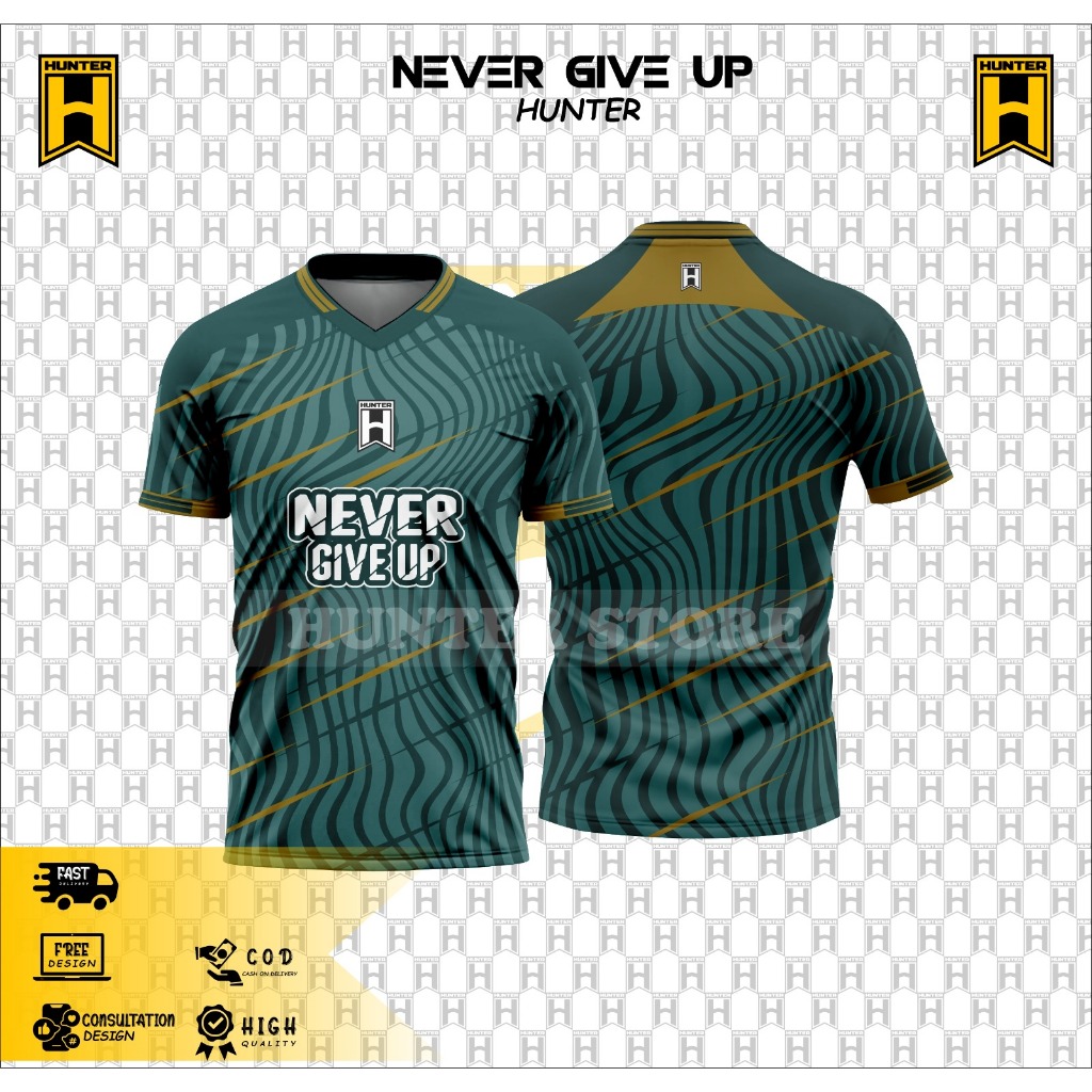 Jual JERSEY KAOS ATASAN BOLA MCLOTH NEVER GIVE UP ORIGINAL FREE NAMA | Shopee Indonesia