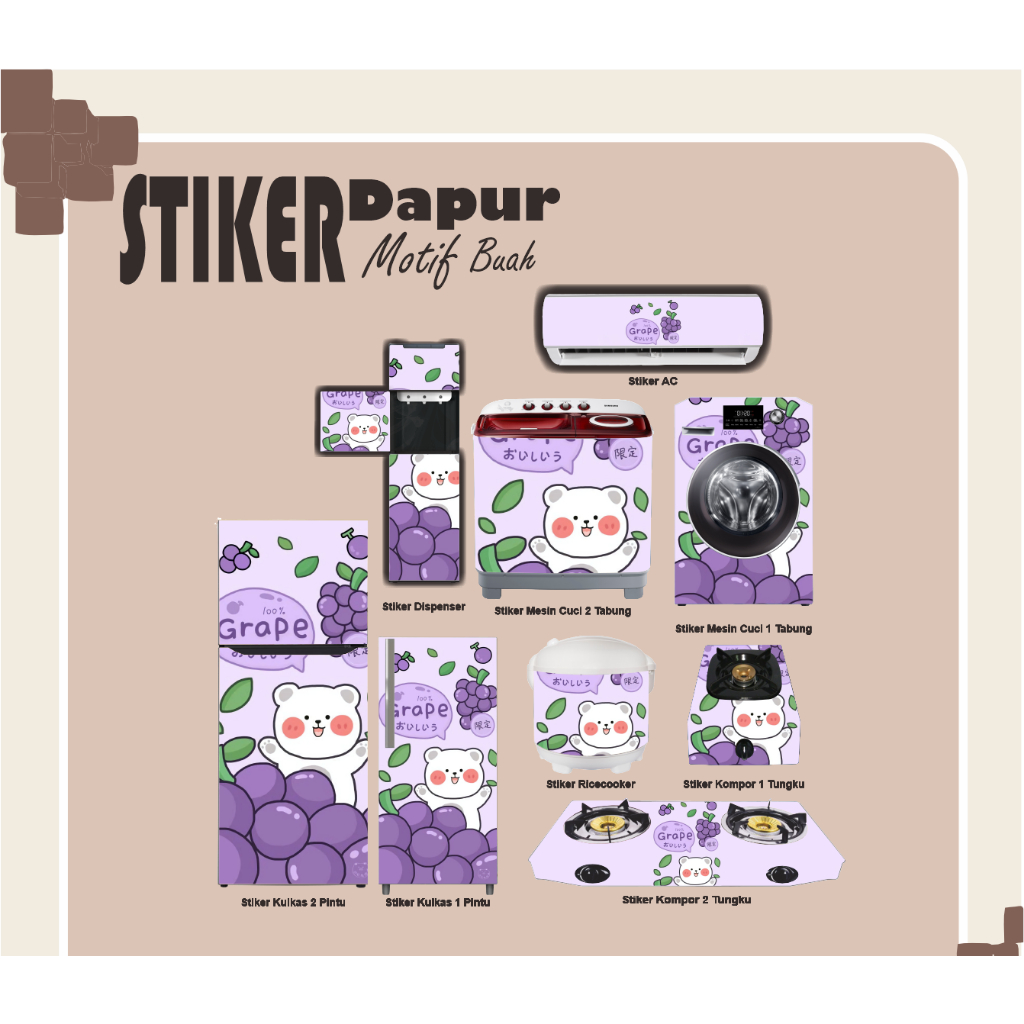 Jual Stiker Sticker Kulkas, Kompor, AC, Mesin Cuci, Dispenser Motif ...