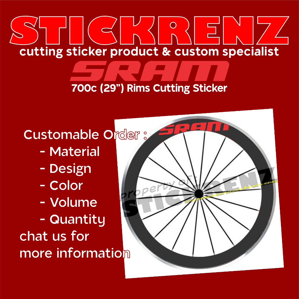 Jual Cutting Sticker Stiker Rims Velg Sepeda Roadbike 29" Sram 02 ...