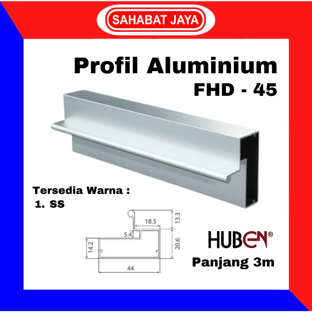 Jual HUBEN Profil Frame Handle Alumunium Aluminium FHD 45 FHD45 FHD-45 ...