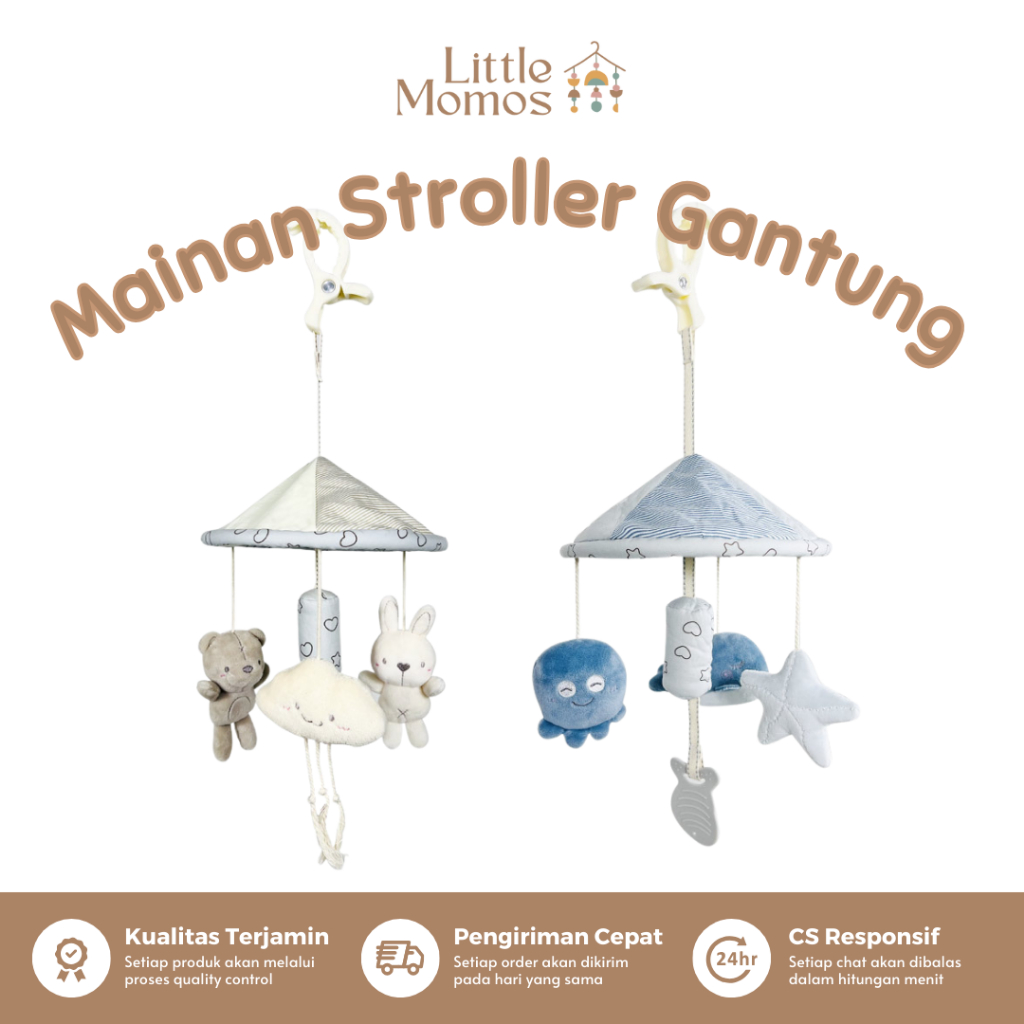 Jual Little Momos Mainan Stroller Bayi Rattle Teether Boneka Gantung ...