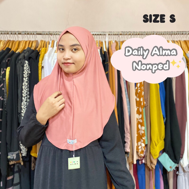 Jual Hijab instan daily Alma NONPED Premium size s/bergo instan ...