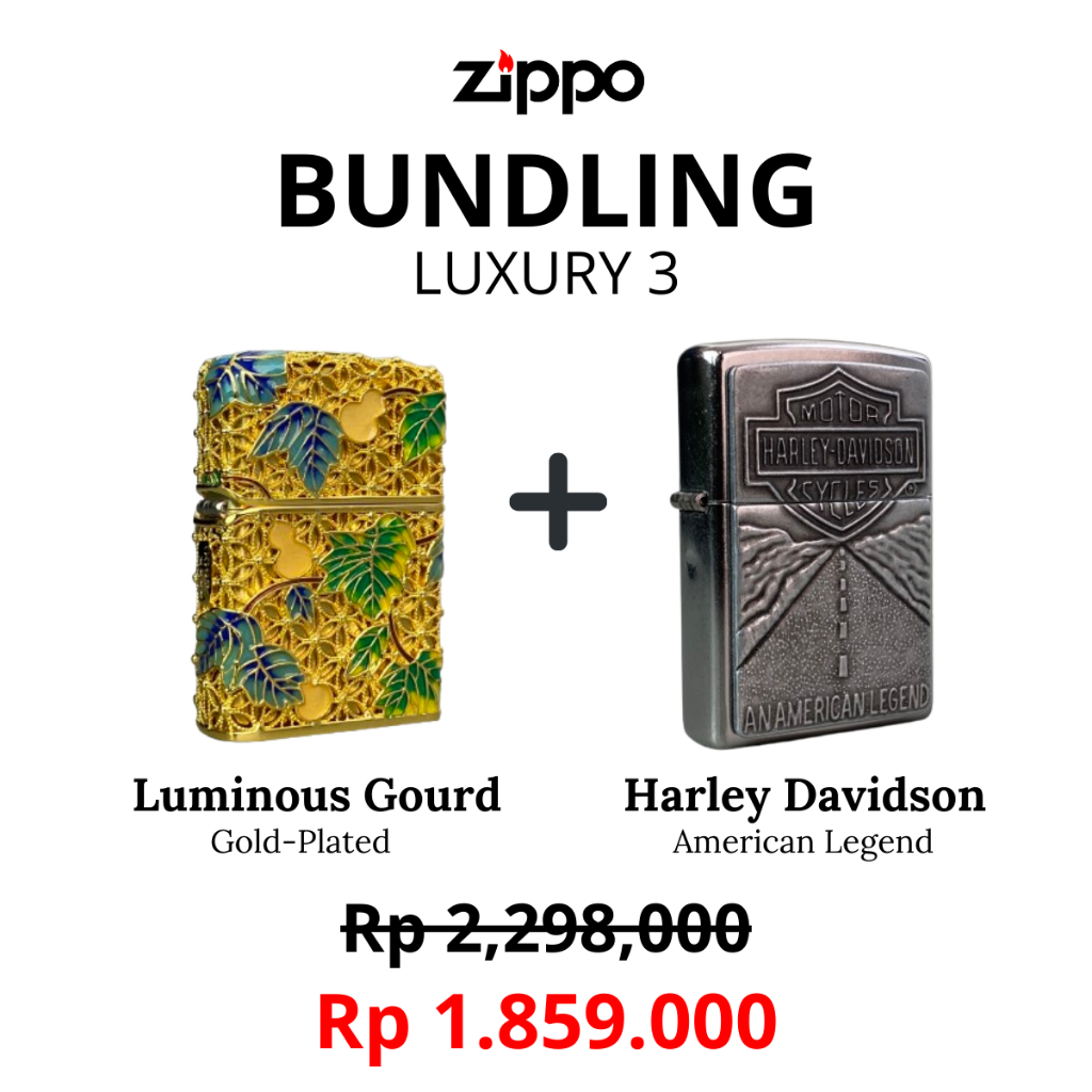 Jual Zippo Luxury - Bundling Luxury 3 (Luminous Gourd Gold-Plated ...