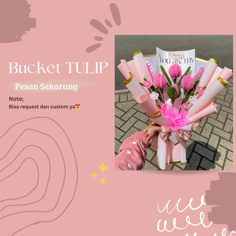 Jual (Bisa COD) Bucket Bunga kawat bulu| Pipe cleaner flower| bucket ...