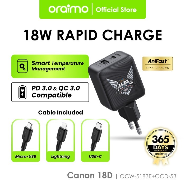 Jual Oraimo Charger x MPL Mobile Legends Cannon 18D OCW-5183E Dual ...
