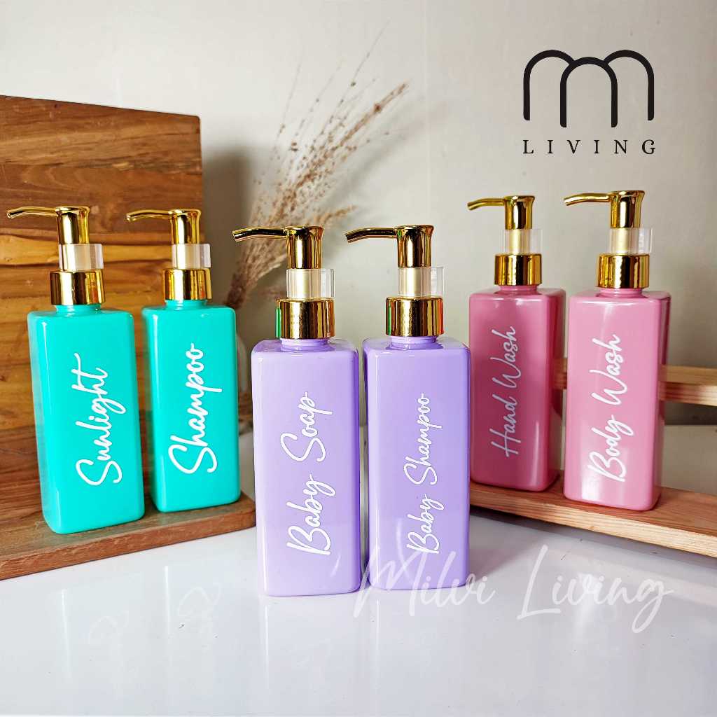 Jual Botol Sabun Cair 250ML KOTAK TUTUP GOLD BOTOL PINK & TOSCA ...