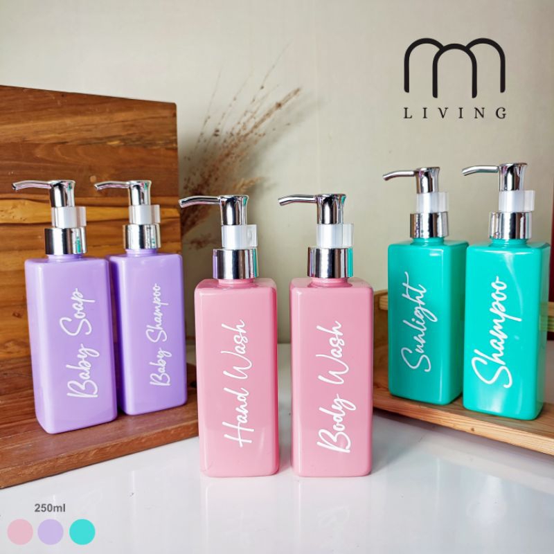 Jual Botol Sabun Cair 250ML KOTAK TUTUP SILVER BOTOL PINK & TOSCA ...