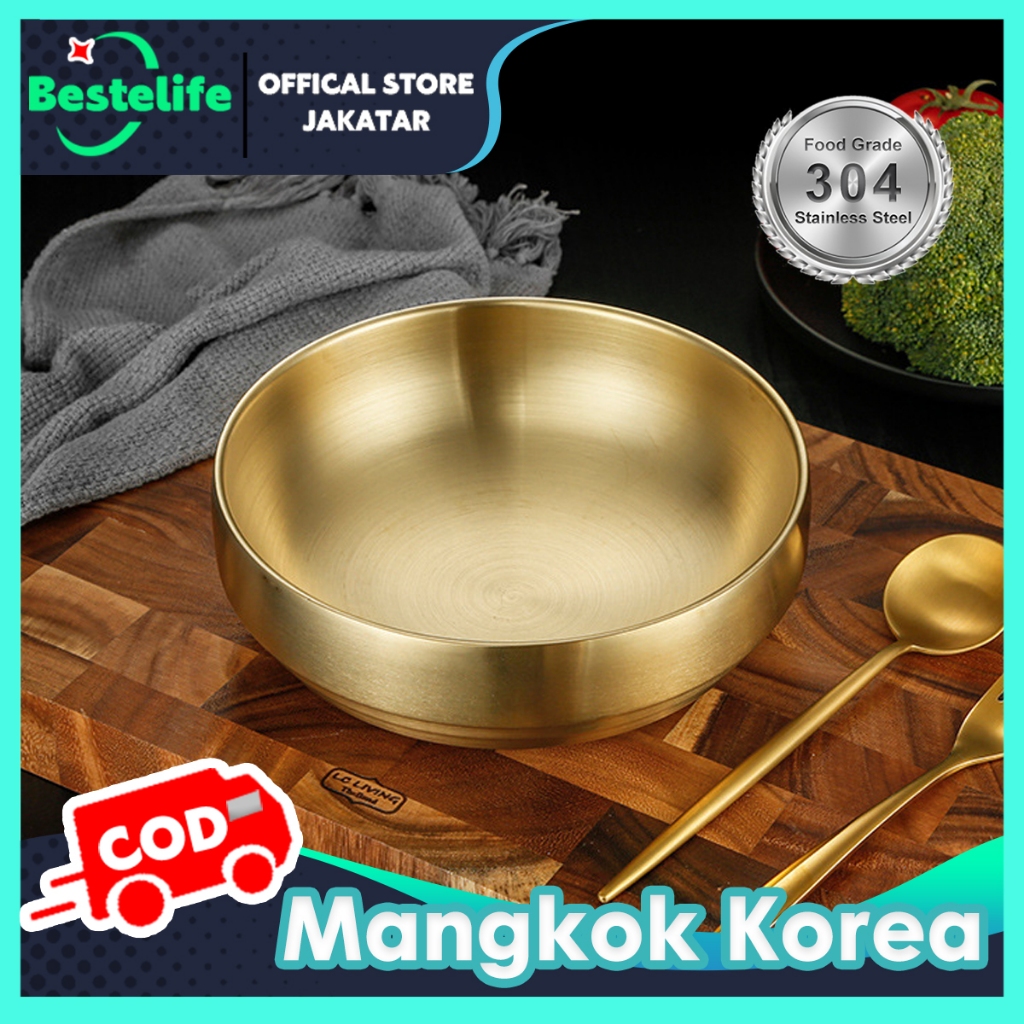 Jual Mangkok Korea Stainless Steel 304 Bahan Super Tebal / Mangkok Gold ...